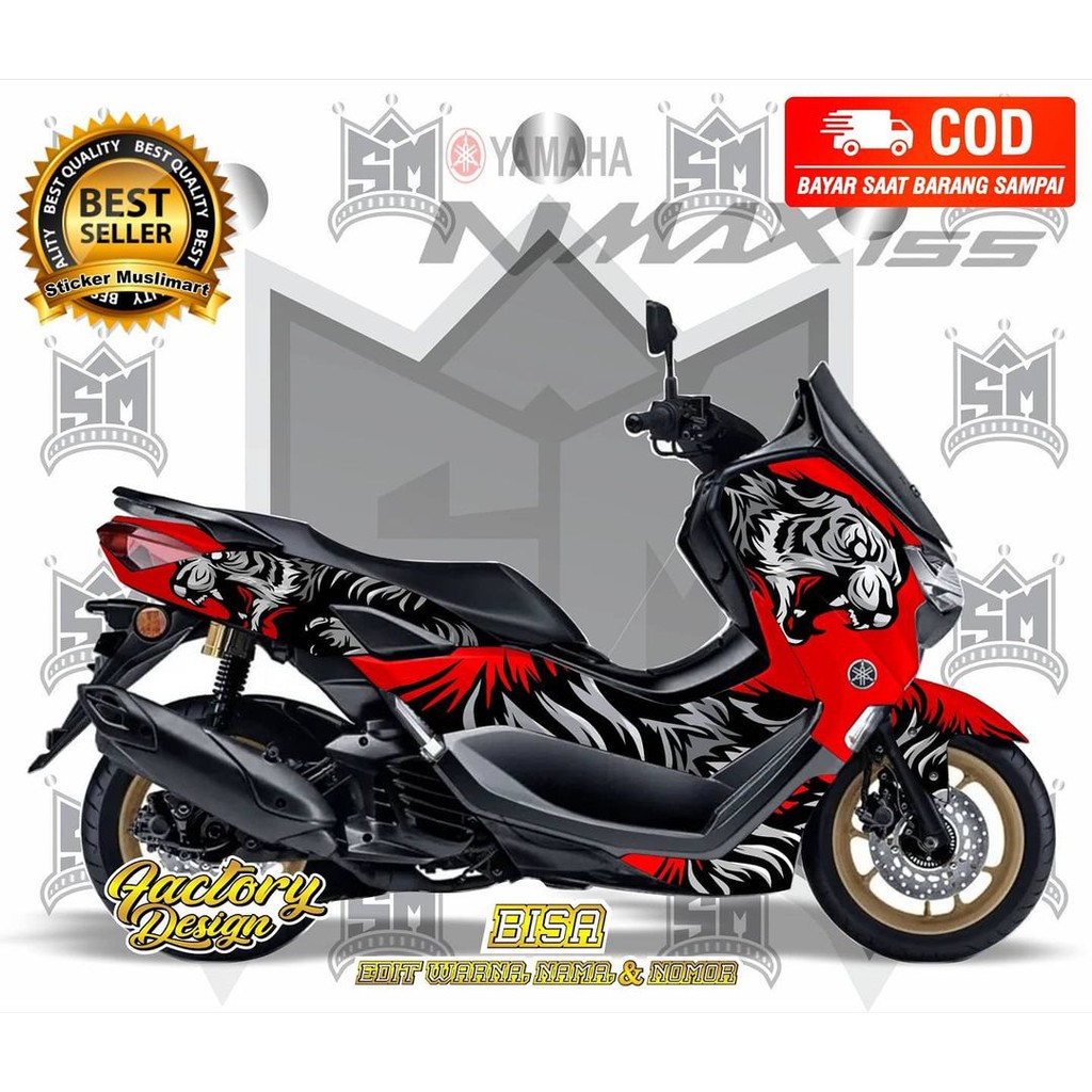 Jual Sticker decal full body Yamaha Nmax Karakter Macan HItam Merah ...