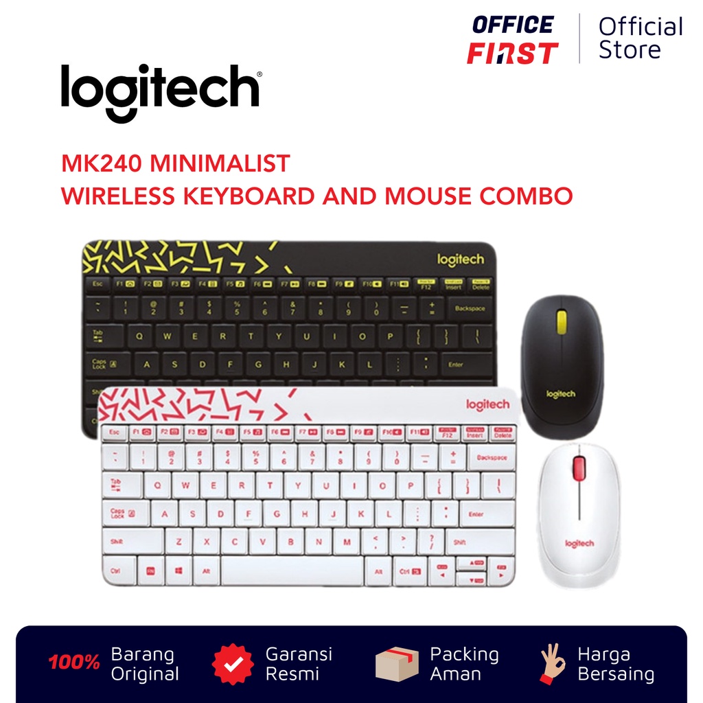 Jual Logitech MK240 Minimalist Wireless Keyboard Mouse Combo / USB MK 240 | Shopee Indonesia