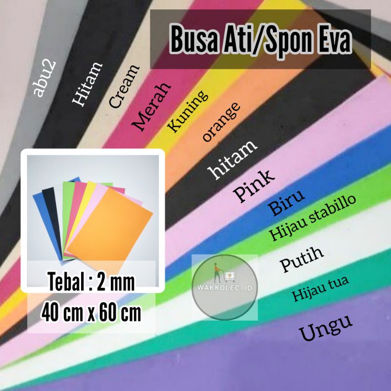 Jual Busa Ati Spon Eva Warna 2mm 40cmx60cm | Shopee Indonesia