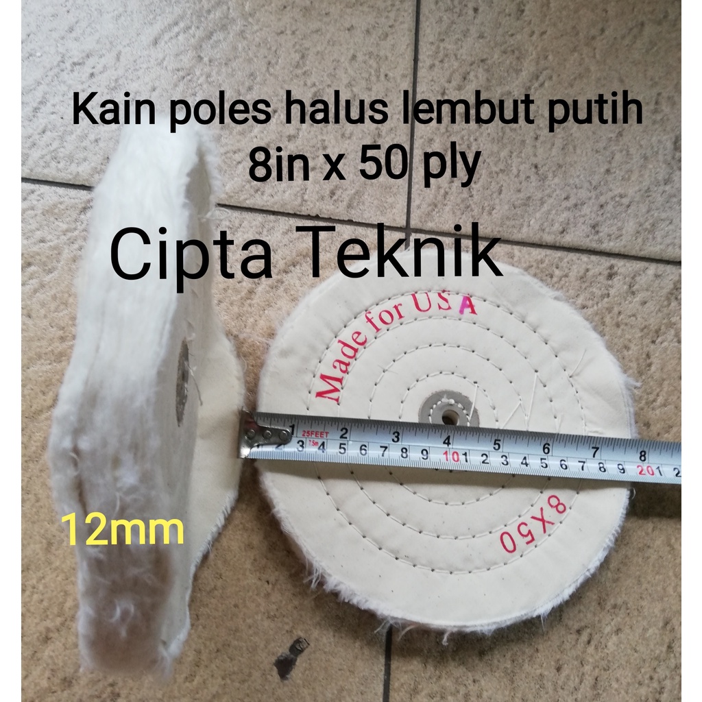 Jual Kain Poles Putih Lembut 8 inchi Tebal 50 ply Halus 8x50ply Roda ...