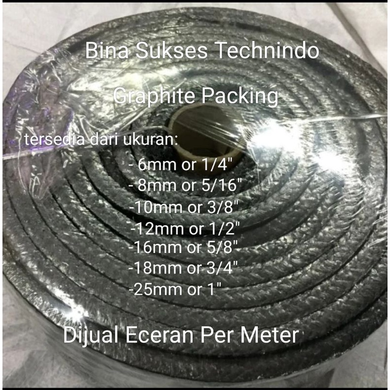 Jual 8mm gland graphite packing / grafik / graphite - PTFE 5/16" Inchi ...
