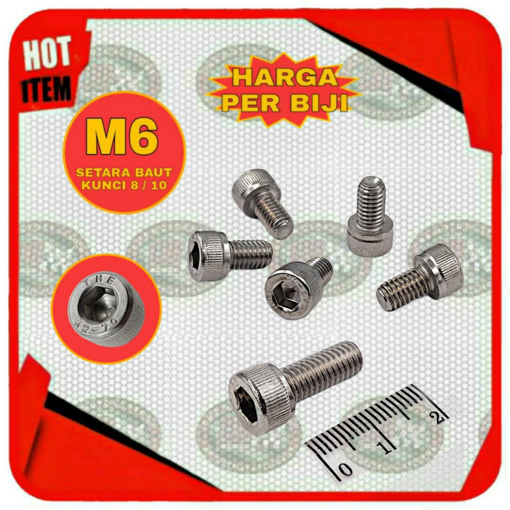 Jual Baut L STAINLESS M6 x 15 || M6x15 ( Setara Baut Kunci 10 | Panjang 15 mm / 1,5 cm ...