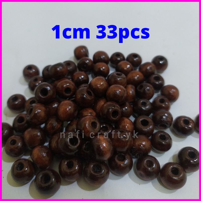 Jual manik kayu bulat 1 cm - manik kayu macrame 1 cm - manik mote kayu ...