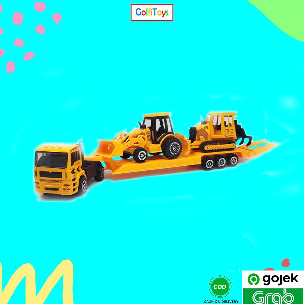 Jual Diecast Konstruksi Mobil Gandeng Truck Gandeng Mobil Keruk ...