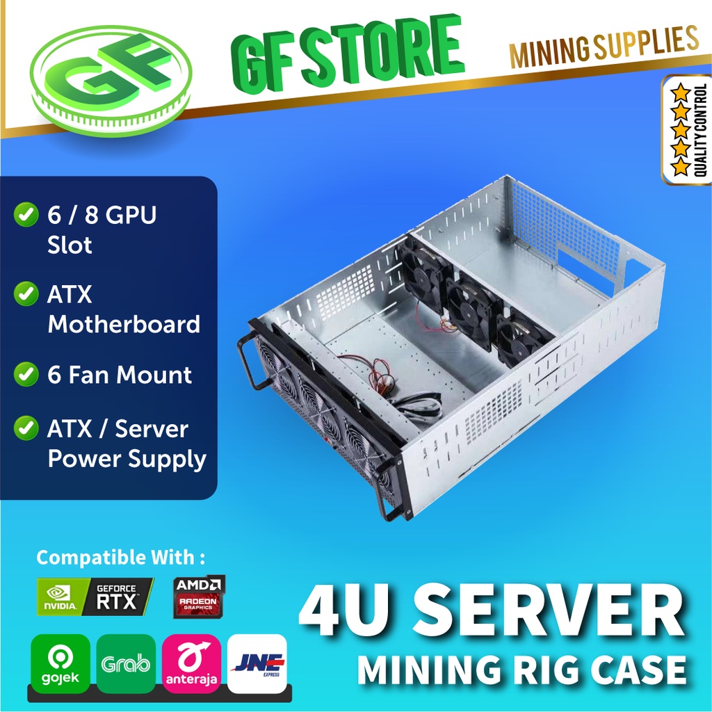 Jual 4U Server Mining Rig Case 8 / 6 GPU ATX⚡- Casing GPU Mining ...