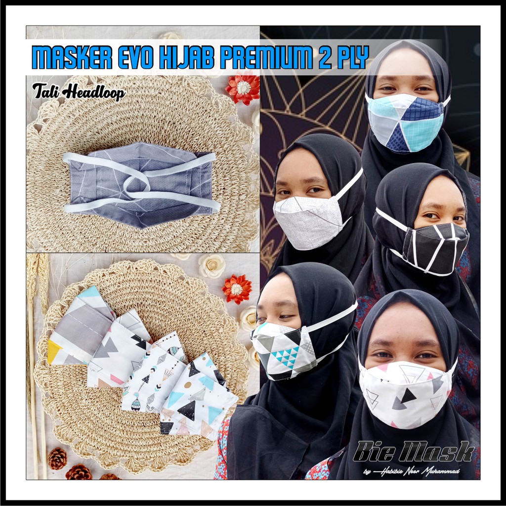Jual MASKER KAIN HIJAB & NON HIJAB 2 PLY EVO KOREAN STYLE BISA DIISI ...