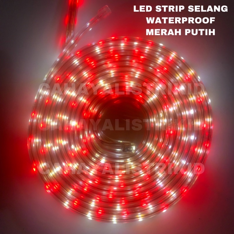 Jual LAMPU LED STRIP SELANG MERAH PUTIH 3528 2835 220V + ADAPTOR 10M ...