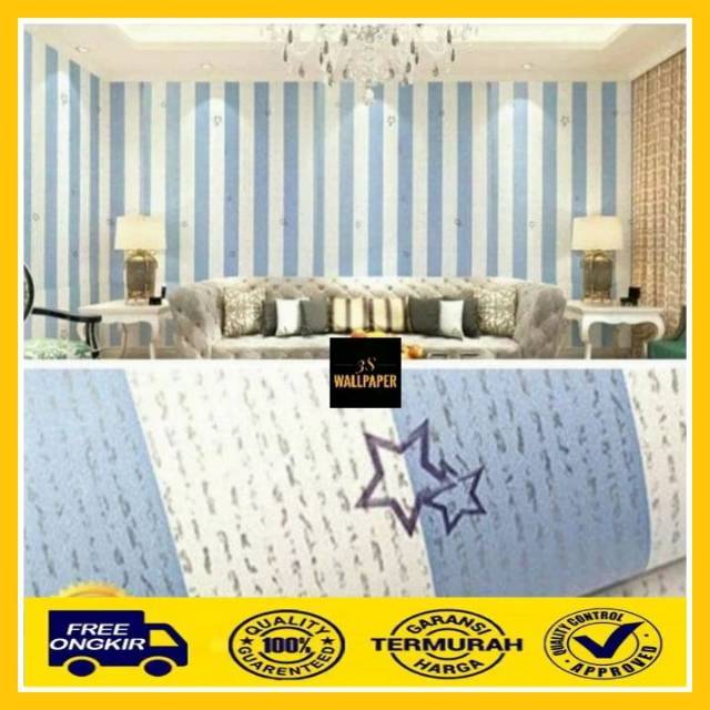 Jual Wallpaper Dinding Salur Biru Bintang | Shopee Indonesia