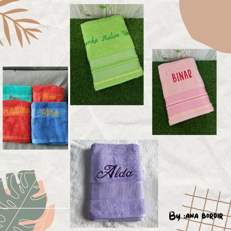 Jual uk 50 x 100 (tanggung) Handuk + Bordir nama/tulisan max 8 huruf ...