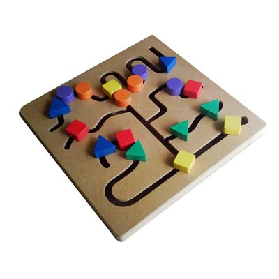 Jual Mainan KAyu anak edukatif edukasi balok warna Maze Bentuk geometri ...