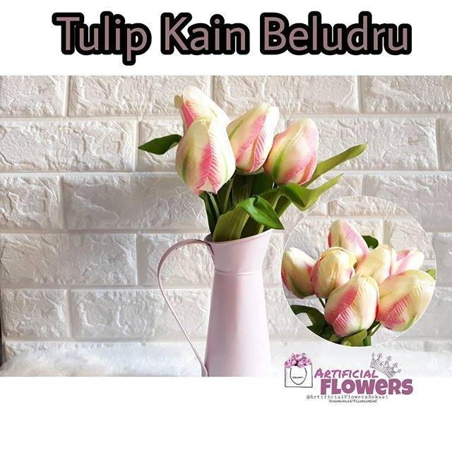 Jual Tulip Kain Bsludru bunga artifisial pajangan shabby | Shopee Indonesia