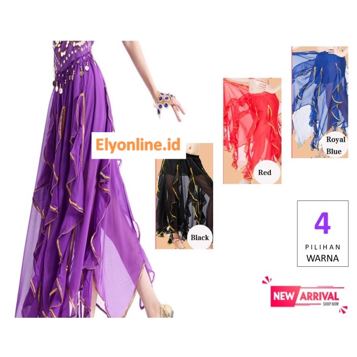 Jual Kostum rok belly dance skirt tamborin sifon glitter long model ...