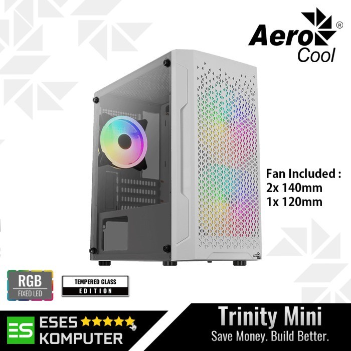 Jual Case Aerocool Trinity Mini FRGB White | mATX | 3X RGB FAN | Shopee ...