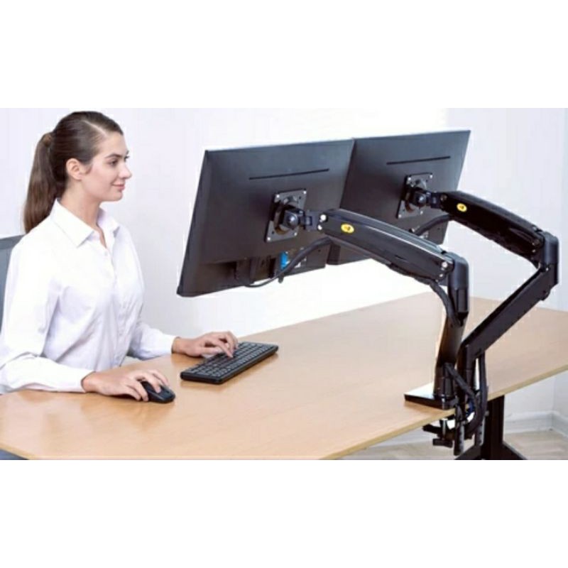 Jual NB F195A Dual Monitor Desk Mount Stand Full Motions Swivel Monitor ...