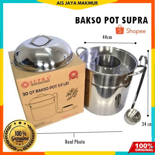 Jual Panci bakso supra 30 QT stainles steel / Dandang bakso Original ...