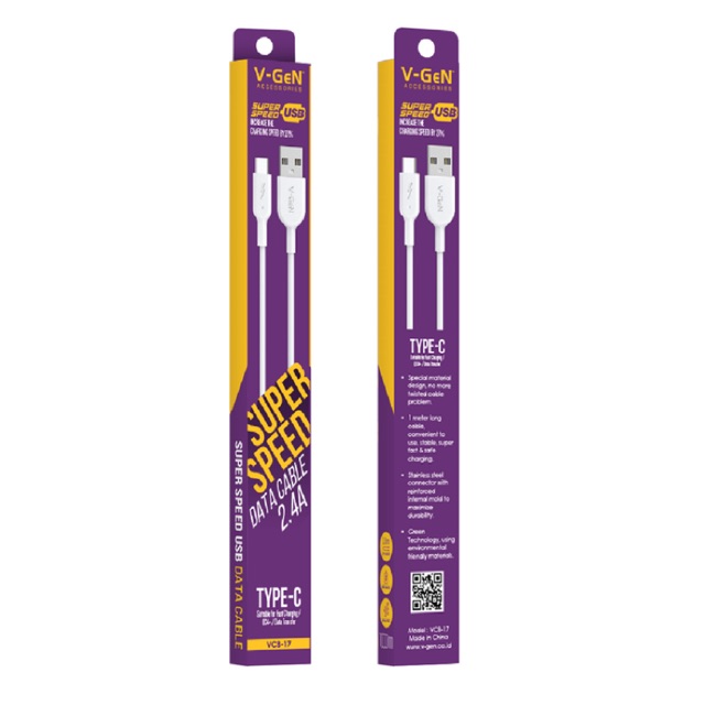 Jual Kabel Data USB Type C V-GeN VCB-17 Fast Charging 1 Meter VGEN ...