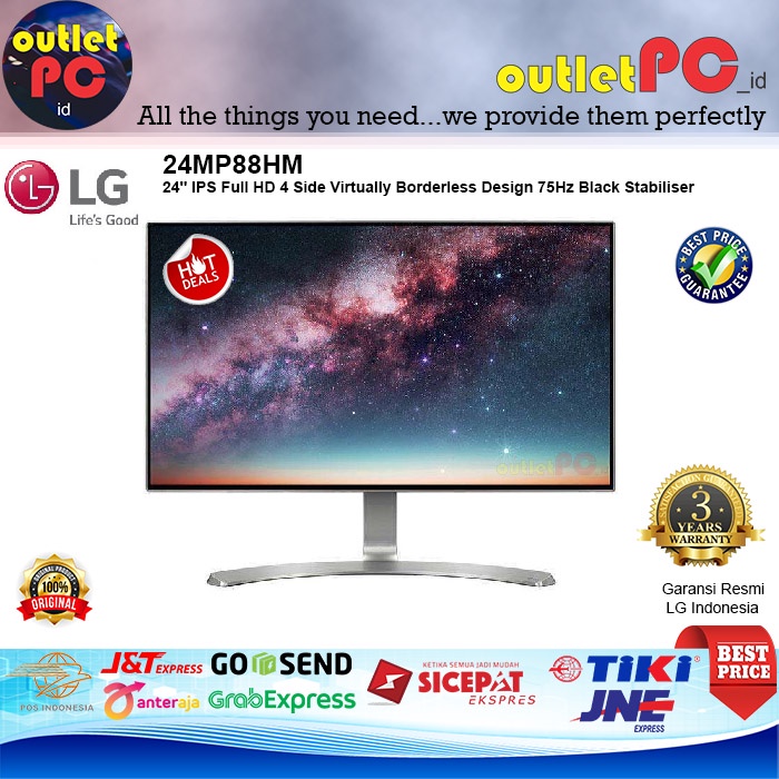 Jual LG LED Monitor 24MP88HM 24" Full HD IPS 75Hz 4 Side Borderless ...