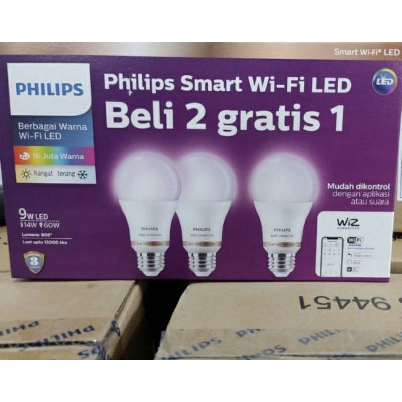Jual Lampu LED bulb smart wifi 9watt paket 2+1 PHILIPS RGB colours ...