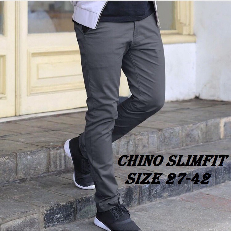 Jual Celana Chinos Pria bahan katun original 100% Chino casual formal kerja harian slimfit ...