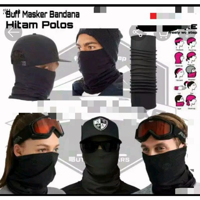 Jual Masker Baff Hitam polos Multifungsi Tanpa Jahitan | Shopee Indonesia