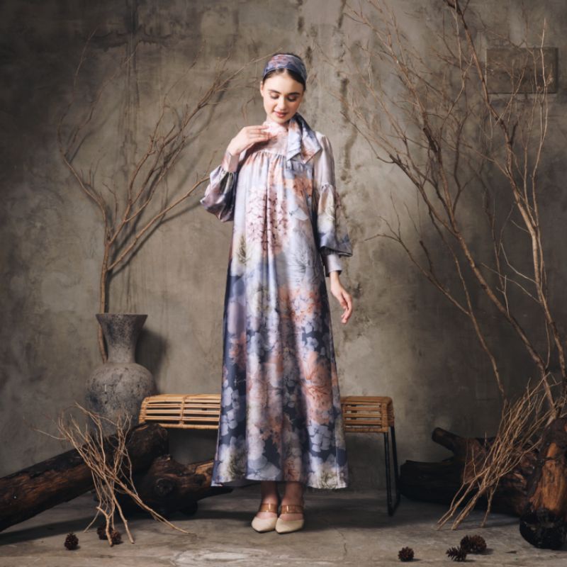 Jual KARIMAKE - Bungasari color indigoblue | Gamis printing signature ...