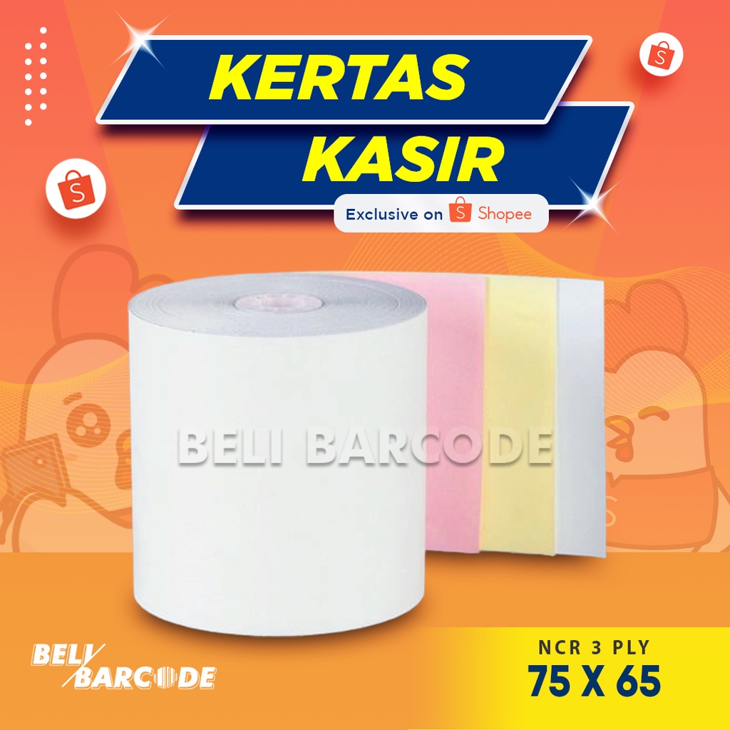 Jual HVS NCR 75 x 65 3 Ply Kertas Struk Tiga Rangkap Dot Matrix Printer ...