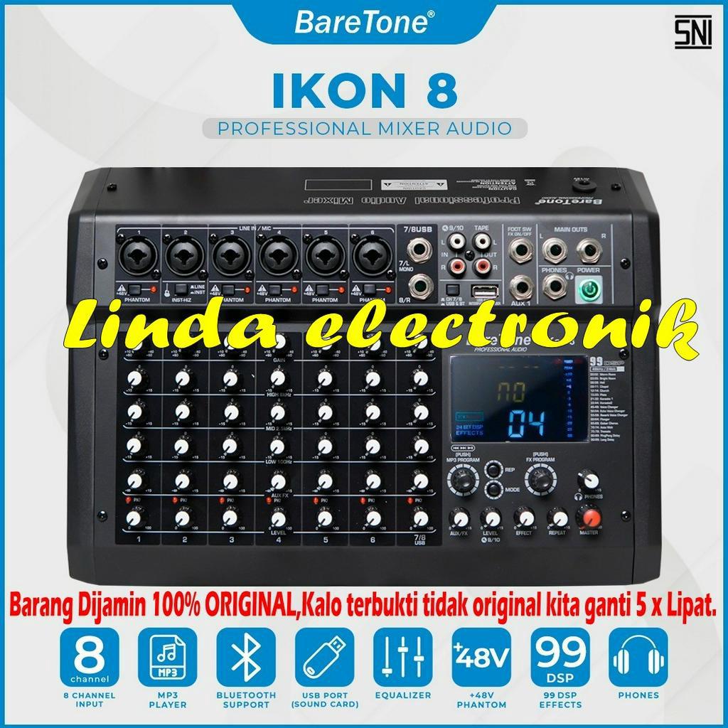 Jual new profesional mixer baretone ikon 8 8 channel blutooth pc sound ...