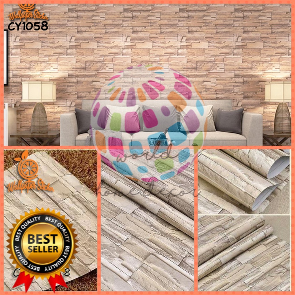 Jual WALLPAPER STICKER 10M NATURE STONE WALPAPER STIKER DINDING BATU ...
