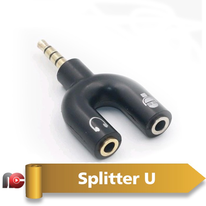 Jual Audio Splitter U shape 2 in 1 Mic & audio jack 3.5mm | Shopee ...