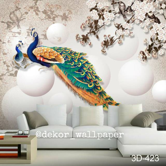 Jual Wallpaper custom 3D motif Burung merak | Shopee Indonesia