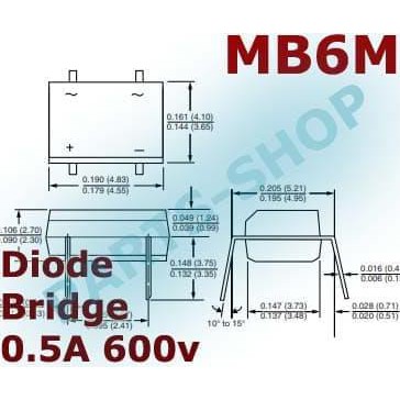Jual Mb6M 0.5A 600V Dioda Bridge 1/2 0.5 A 600 V Dip-4 Penyearah Ac ...