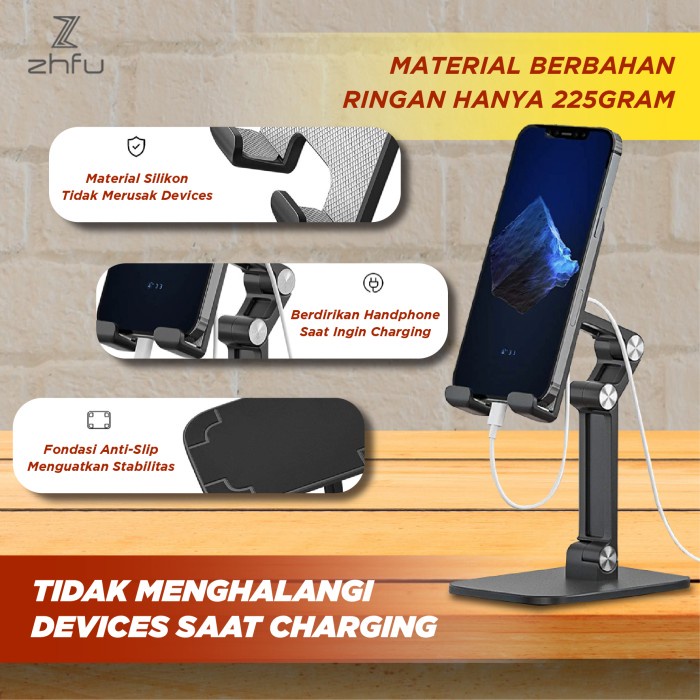 Jual ZHFU ZOLD FOLDABLE PHONE TABLET STAND ALUMINIUM BESI LIPAT KOKOH ...