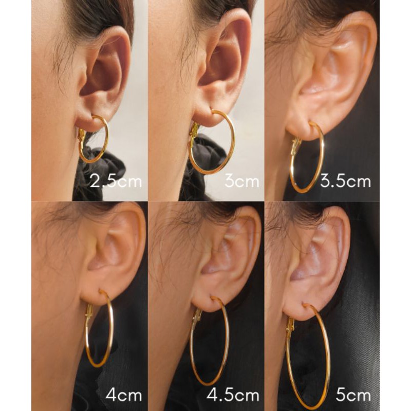 Jual (Neseeka) Basic Hoop Earrings SEPASANG | Anting Hoops Bulat Gold ...