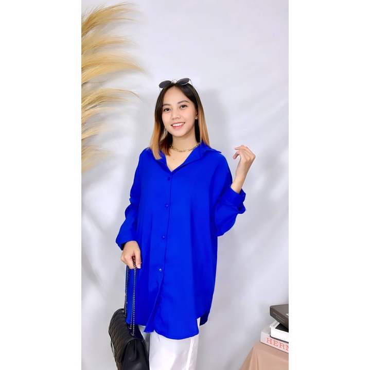 Jual RX FASHION - Dexy Loose Oversize XXL Shirt Katun Poly / Kemeja ...