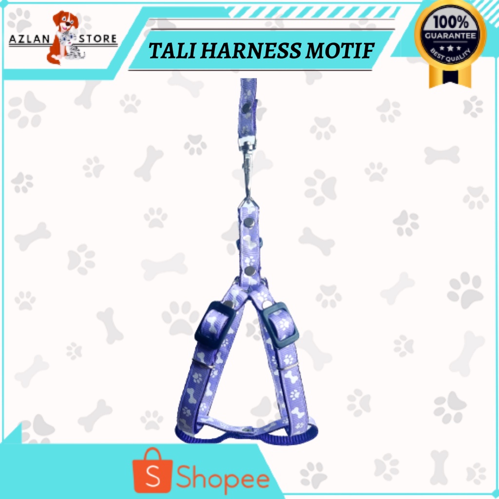Jual tali harness motif tulang & kaki / tali body harness kucing model ...