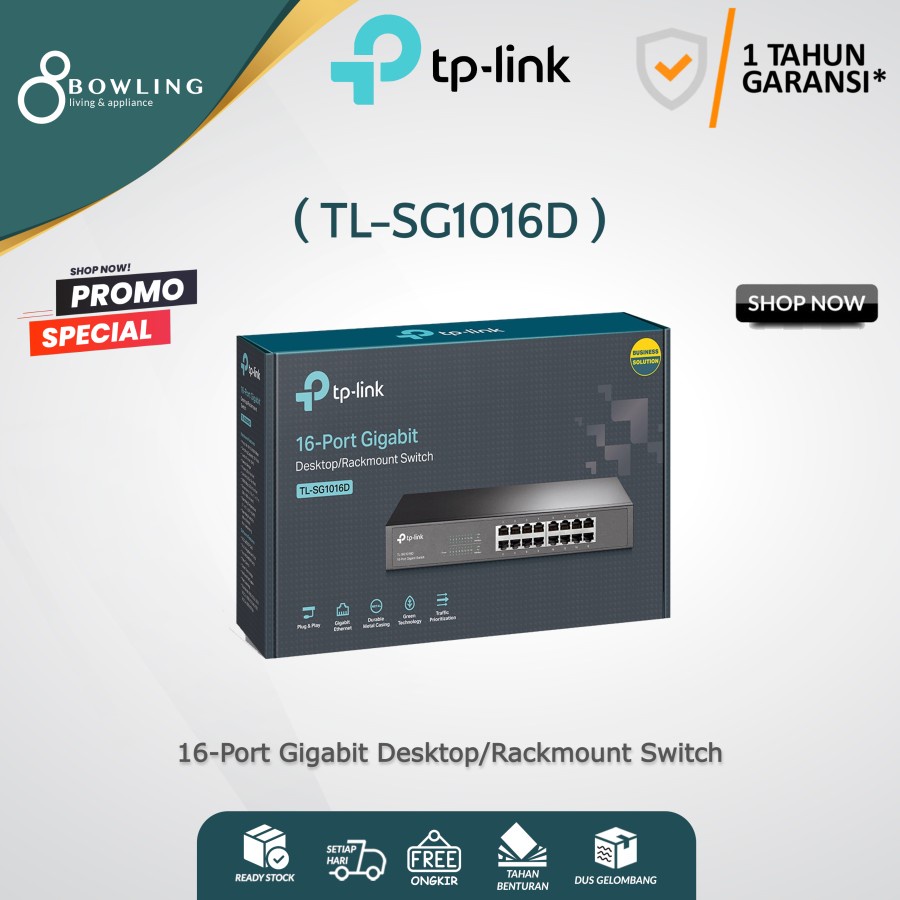 Jual TP LINK SG1016D 16 Port Gigabit Desktop Rackmount Switch Hub ...