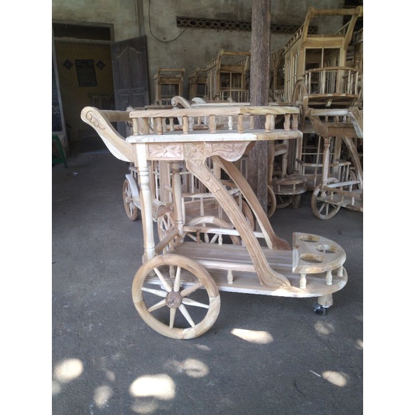 Jual Meja Troly Dorong Kayu Jati - Meja Teh Dorong | Shopee Indonesia