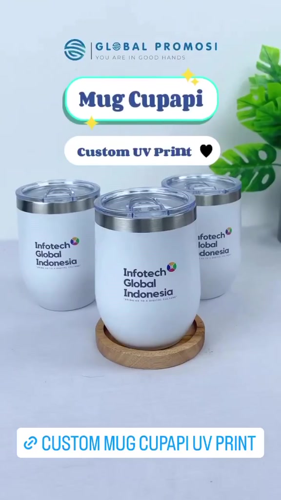 Jual Coffee Stainless Mug Egg Shaped Cupapi Custom Gelas Kopi Print UV ...