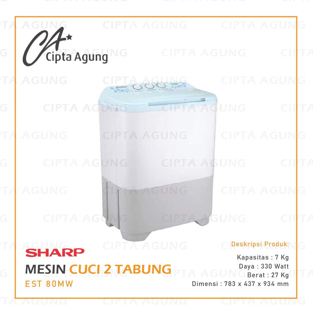 Jual MESIN CUCI 2 TABUNG SHARP EST 80 MW EST-80MW EST 80MW 7 KG PURE ...