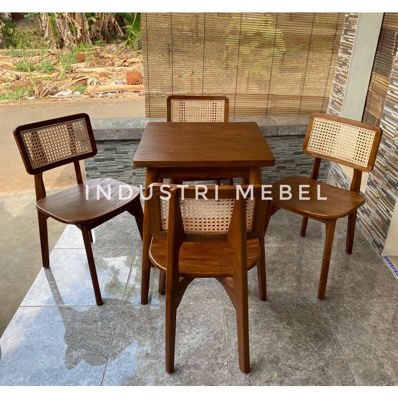 Jual Set Meja Kursi Cafe Restoran Rotan Minimalis Retro - Kursi Makan TV Scandinavian - Meja ...