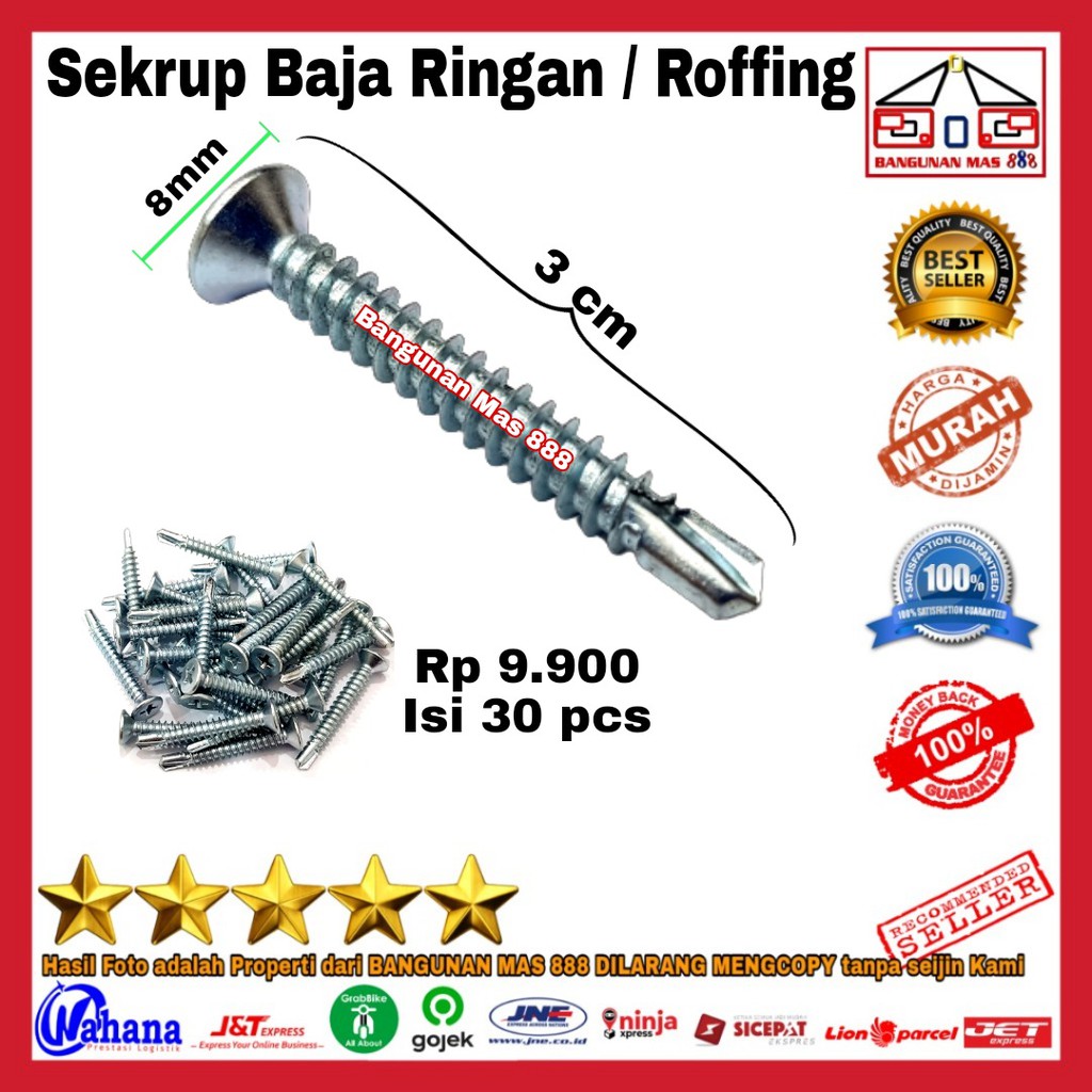 Jual SEKRUP BAJA RINGAN 8x32 mm 30 pcs - SEKRUP ROFFING - SEKERUP BAJA ...