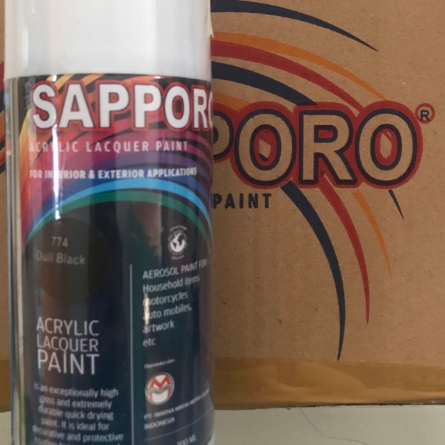 Jual Sapporo spray 774 dull black doff cat hitam doff dop | Shopee ...