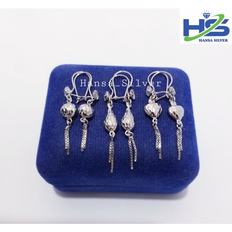 Jual Anting Perak Asli Silver 925 Lapis Emas Putih Model Agogo Lonjong Bola Dan Love Italy ...