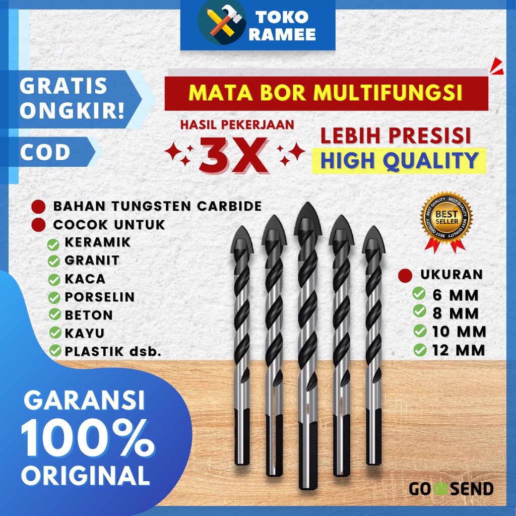 Jual Mata Bor Kaca Keramik 6 / 8 / 10/ 12 mm Ujung Segitiga dan Untuk ...