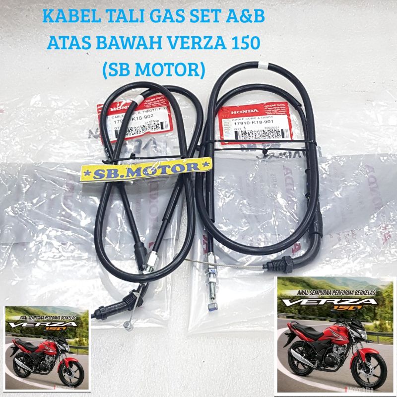 Jual KABEL TALI GAS BAGIAN A DAN B ATAS BAWAH SET VERZA VERSA 150 ASLI AHM HONDA | Shopee Indonesia
