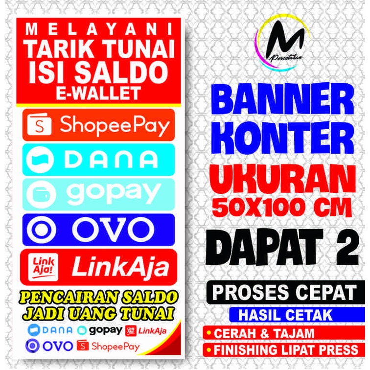 Jual Cetak Banner Konter Tarik Dan Isi Saldo - Ukuran 50x100 Cm | Shopee Indonesia