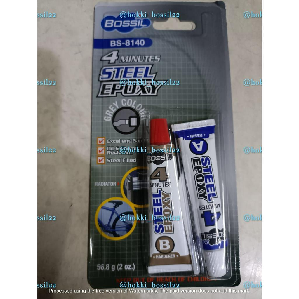 Jual Lem 4 Minutes Steel Epoxy Bossil (lem Besi 4 menit) warna Abu-Abu ...