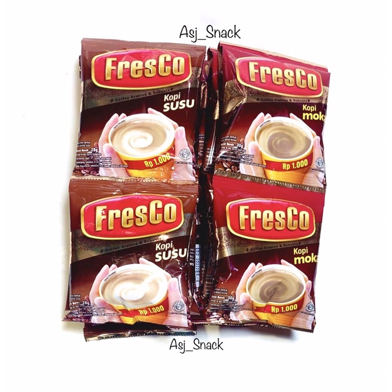 Jual Kopi Fresco Ada 2 Varian Rasa Susu ( 12 pcs x 28g ) dan Moka ( 10 ...