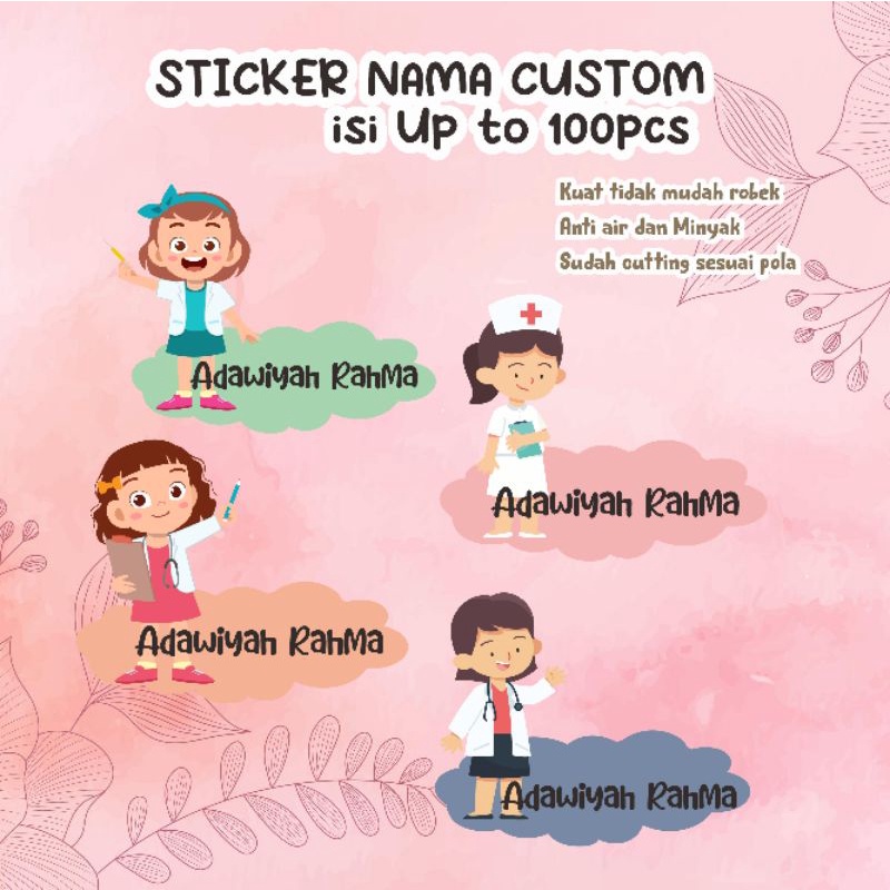Jual Stiker Nama Anak Custom A3+ (70-100pcs) | Anti Air Waterproof ...