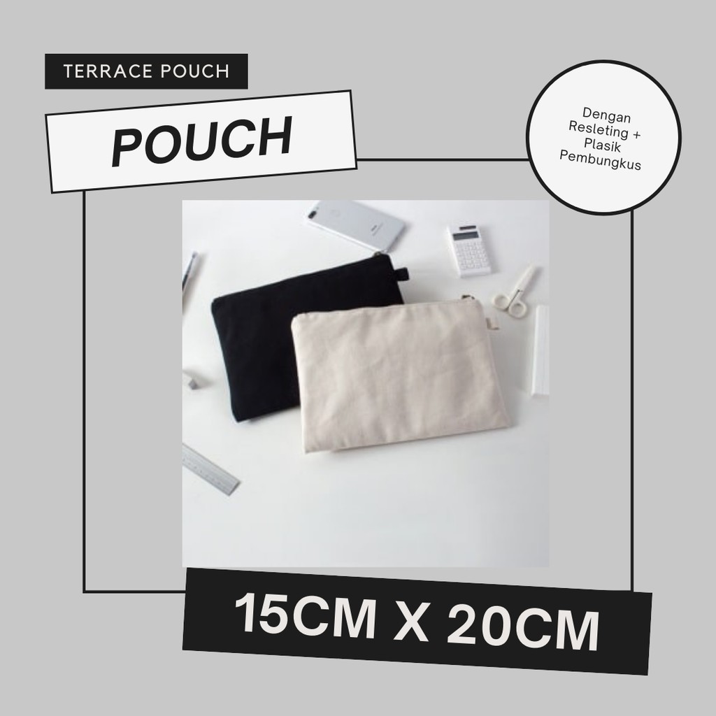 Jual Pouch Resleting Polos 15cm x 20cm Hitam Putih / Pouch Bag Dompet ...